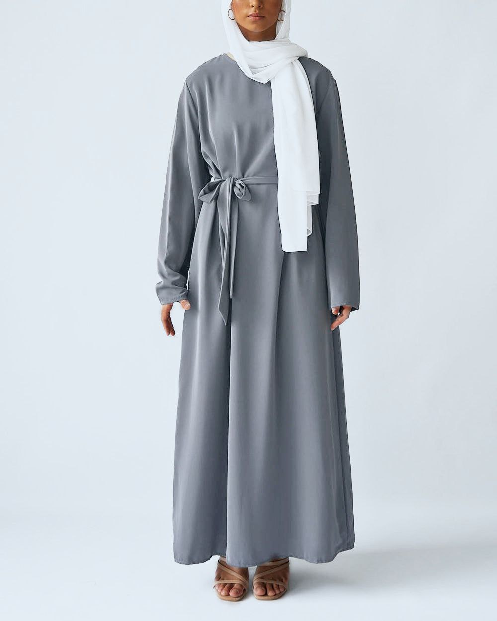 MAIRA PLAIN BASIC ABAYA | LITE GRAY