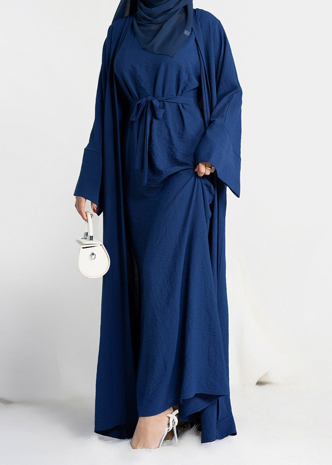 Original Dubai Crush Double Shrugs Abaya MICRO BLUE ( Lemeted - Stock ...