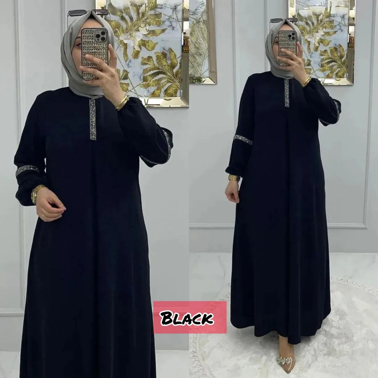 6001 - Aash Basic Abaya | BLACK – Ovais Abaya Collection