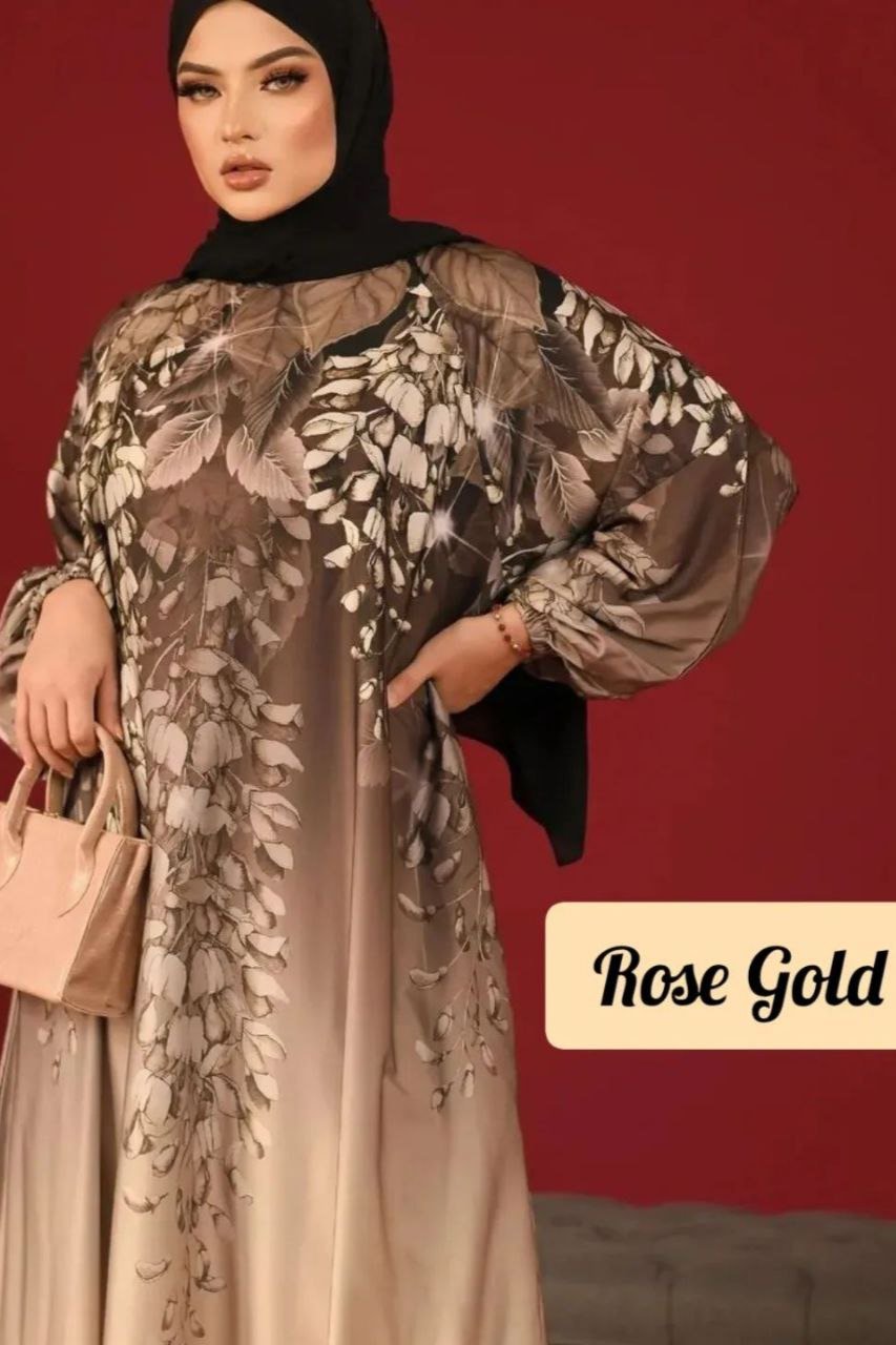 ALIZA PRINTED ABAYA | ROSE GOLD