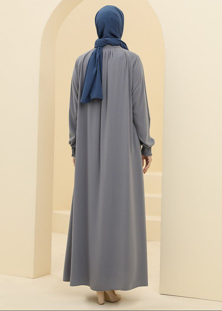 Sara Zipper Abaya Lite Gray ( NEW - COLLECTION ) – Ovais Abaya Collection